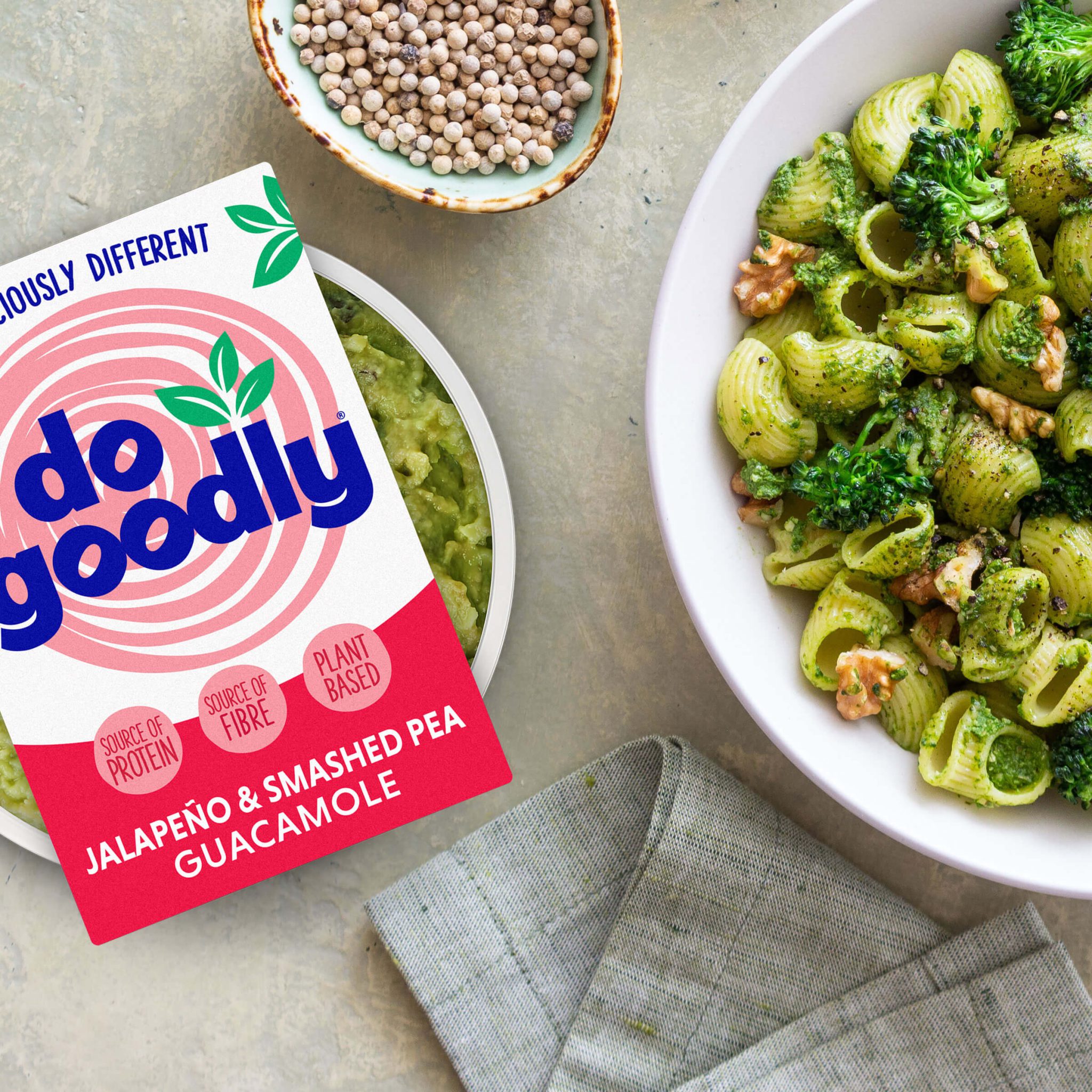 Pea Pesto Pasta with Broccoli using Do Goodly Jalapeno & Smashed Pea ...